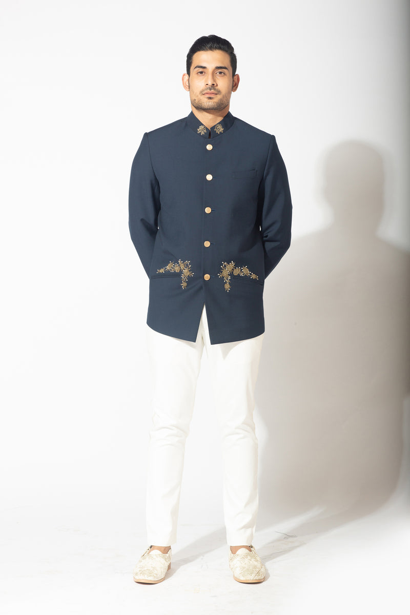 Navy Blue Bandhgala - Varun Bahl